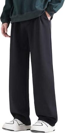 Generic Pantalon de costume classique ample pour homme, coupe d&eacute;contract&eacute;e, confortable au quotidien, Noir, XXL