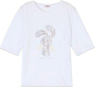 Oltre Femme, Tops, Blanc, Taille: 44 FR T-shirt en jersey avec appliqu&eacute;s