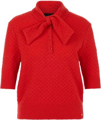 Marc Cain Strickshirt mit Schluppe - - Knitwear - Damen - Rot - XS