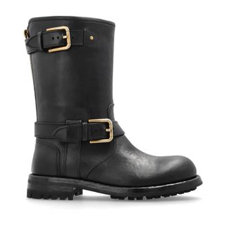 Dolce & Gabbana Lederkn&ouml;chelstiefel - - Shoes - Damen - Schwarzk - 38 1/2 EU