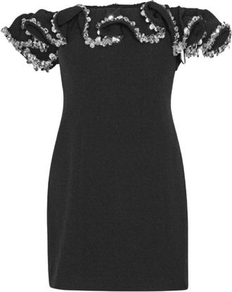 Rotate Rotate Birger Christensen, Femme, Robes, Noir, Taille: 38 FR Crepe Mini Ruffle Dress
