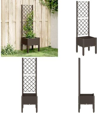 vidaXL Vidaxl - Jardini&egrave;re avec treillis marron 40x40x142 cm pp - Jardinierre En Rotin - Jardini&egrave;re Ext&eacute;rieure - Pot Plante Grimpante - Support Vignes - Pot