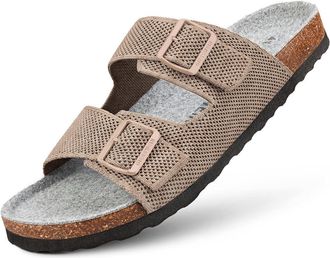 Giesswein Merino Slides Women - Pantolette mit ergonomischem Korkfu&szlig;bett - Komfort Sandale mit stufenlos verstellbaren Riemen aus Ajour-Strickstoff - Slipper mi