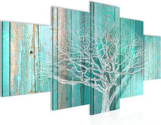 Runa Art Bilder Baum Abstrakt 200 x 100 cm 5 Teilig XXL Wanddekoration Design Türkis Grau 039951c