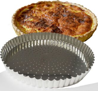Göbel Kuchenform, 28 cm, mobiler Boden, perforiert, 126441, Silber