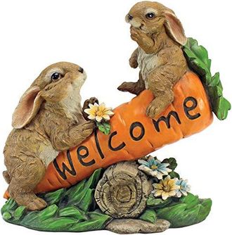 Design Toscano Bunny Bunch Welcome-Schild, Beige