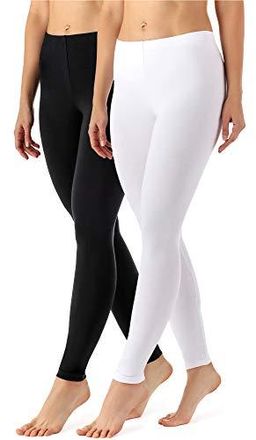 Merry Style Lot de 2 Leggings Longs Tenue Sport Femme MS10-143 (Noir/Blanc, XXL)