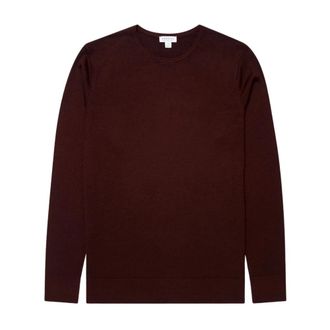 Sunspel Pull &agrave; col rond en m&eacute;rinos - Homme - Pulls - Rouge - Taille: L