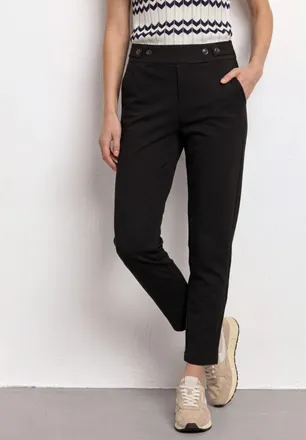 Street One Stoffhose STREET ONE, Damen, Gr. 36, L&auml;nge 28, schwarz, Web, 52% Baumwolle, 41% Polyester, 7% Elasthan, unifarben, slim fit kn&ouml;chelfrei, Hosen Stoffho