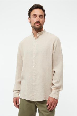 Givn Herren vegan Hemd Wes Stehkragen Oat Beige