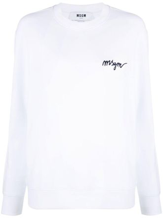 Msgm Sweatshirt mit Logo-Stickerei - Wei&szlig;