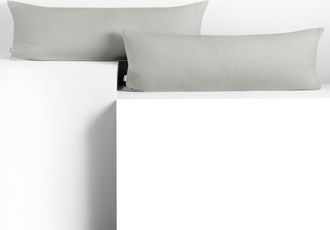 Decoking 2 Kissenbezüge 40x200 cm Jersey 100% gekämmte Baumwolle Reißverschluss Silber Amber