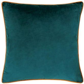 furn. Meridian Kissen mit Polyesterf&uuml;llung - luxuri&ouml;ses dekoratives Samtkissen mit Kontrastpaspelierung (Blaugr&uuml;n/Tiger - 45x45cm)