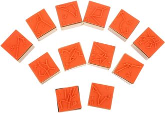 Milisten 12 St&uuml;ck Dekorative Holzstempel aus Bruchfestem Holz f&uuml;r Scrapbooking Selbstgemacht Basteln Wiederverwendbare Sternzeichen Stempel f&uuml;r Karten und Foto