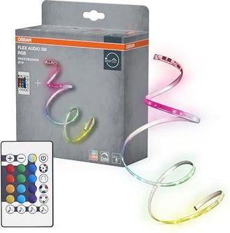 Osram FLEX AUDIO 5M LED-Streifen VR RC, wei&szlig;, 21W, 320lm, warmwei&szlig;es Licht, integrierter Sound-Receiver, RGB-Farbsensor, Fernbedienung, lange Lebensdauer, e