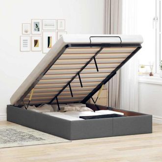 vidaXL vidaXL Cadre de lit ottoman sans matelas gris fonc&eacute; 120x190 cm tissu