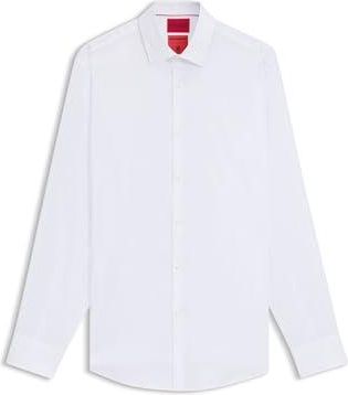 HUGO BOSS Hommes Kenno Chemise Slim Fit en Popeline de Coton mélangé