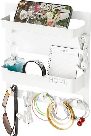 Generico Wand-Organizer: Multifunktionales Aufbewahrungsregal, Haken f&uuml;r Kabelclips, K&uuml;chenregal f&uuml;r Schlafzimmer, kompakte Aufbewahrungsl&ouml;sung | Multifu