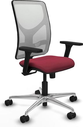 Piqueras y Crespo Drehstuhl mit R&auml;dern, mit 3D-Armlehnen, h&ouml;henverstellbare Lendenwirbelst&uuml;tze, ausgestattet mit 3 Positionen und Schneideschaum, Wei&szlig;/Granatrot