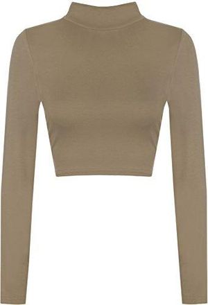 WearAll Haut Court à Manches Longues avec Un col roulé - Hauts - Femmes - Moka - 40-42