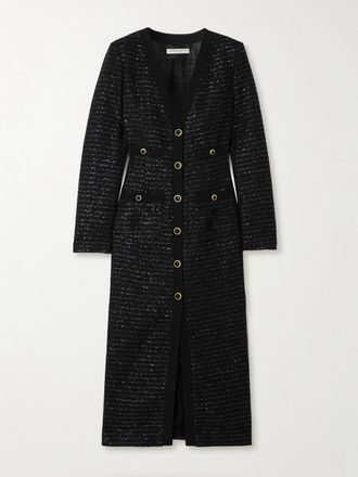Alessandra Rich Midikleid Aus Tweed Mit Pailletten - Schwarz