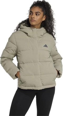 adidas Womens Helionic Climawarm Daunenjacke mit Kapuze Silver Pebble S