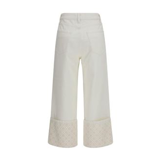 Tory Burch Womens White Cotton Straight-Leg Jeans Clothing