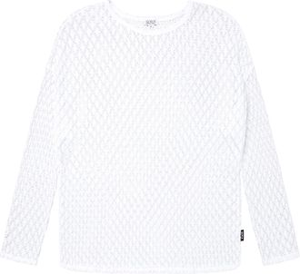 soccx Damen Langarmshirt mit Ajour-Muster Opticwhite, XL