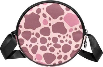 Generic Sac &agrave; bandouli&egrave;re Circle pour femme, imprim&eacute; l&eacute;opard color&eacute;, petit sac &agrave; bandouli&egrave;re avec fermeture &eacute;clair, bretelles r&eacute;glables, sac &agrave; main rond d&eacute;con