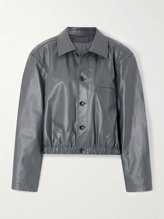 Christophe Lemaire Lederjacke - Grau
