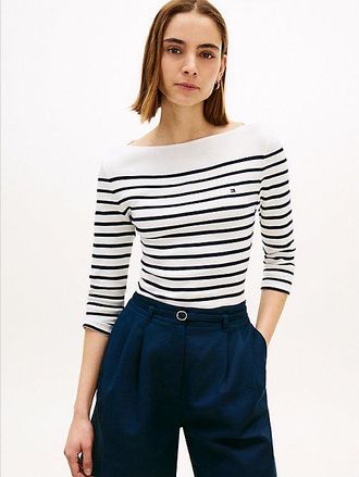 Tommy Hilfiger T-shirt slim &agrave; manches 3/4 et col bateau