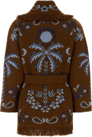 Alanui Womens Embroidered Wool Blend Island Roots Cardigan Tabaccoon Sciarpe E Foulard Scarfs