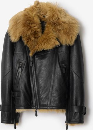 Burberry Cropped-Fliegerjacke aus Lammfell, Size: 46