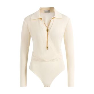 Elisabetta Franchi Femme, Tops, Beige, Taille: 42 FR Body &agrave; cha&icirc;ne