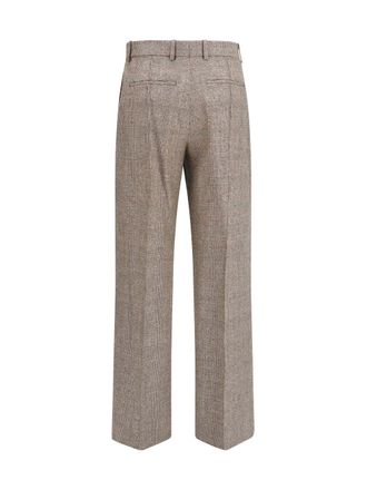 Burberry Womens Tailored Linen And Wool-Blend Pants Soap Beige-Brown Chk Beige/brown Trousers