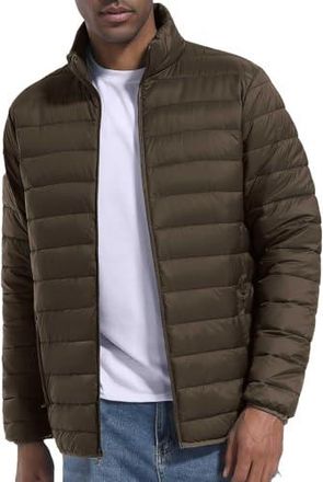 Generic Vestes dhiver pour homme - Manteau bouffant isolé, chaud, court, pliable, léger, veste matelassée à col montant, manteau dhiver dextérieur avec fermet