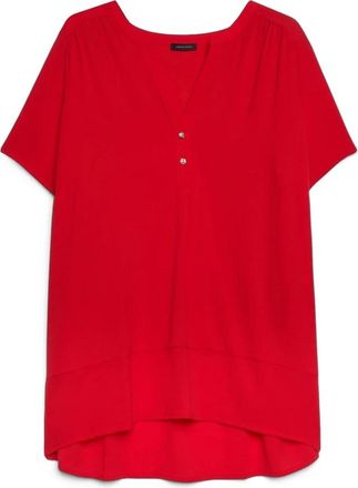 Fiorella Rubino Femme, Blouses et Chemises, Rouge, Taille: 42 FR T-shirt en m&eacute;lange de lyocell avec petits boutons