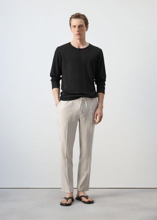 Mango T-shirt col tunisien noir - Homme - XXL - MANGO MAN