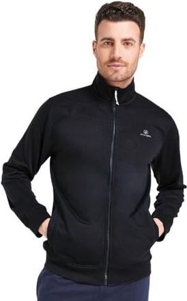 ATHL DPT. Sweat &agrave; capuche confortable pour homme avec fermeture &eacute;clair et sans capuche en coton m&eacute;lang&eacute;, Noir - Sans capuche, L