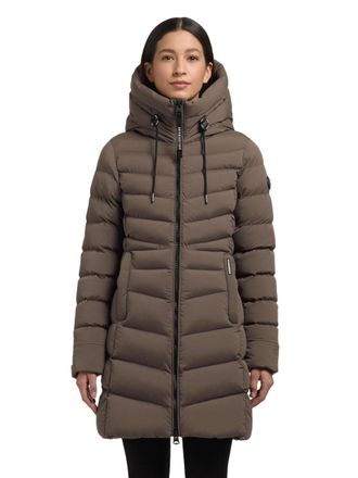 Khujo Damen langer Wintermantel warmer Steppmantel mit gro&szlig;er verstellbarer Kapuze Tuhani5 Dull Green Gr. S