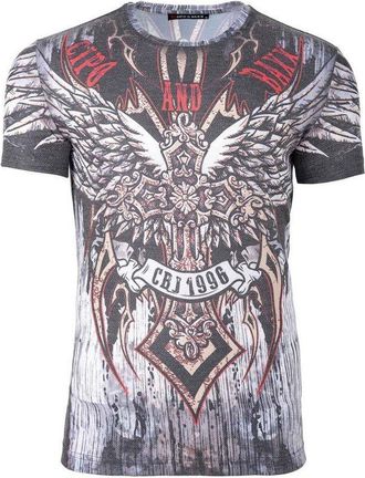 Cipo & Baxx Print-Shirt Auffälliges Kurzarm T-Shirt BA-CT746 mit Coolem Wings Kreuz Print