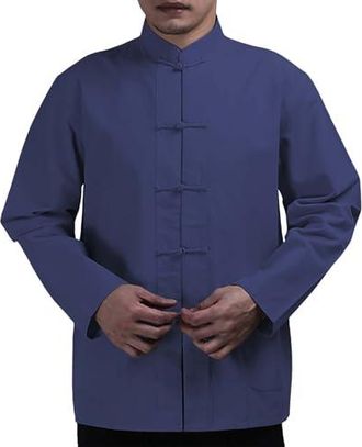 Generic Chemises traditionnelles pour homme, chemise chinoise pour homme, arts martiaux traditionnels, kung-fu, tai-chi, wushu, classique, Tangzhuang, manches