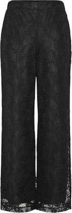 Pieces Pcbosulla Hw Pantalon Large en Dentelle Tissu, Noir, XL Femmes