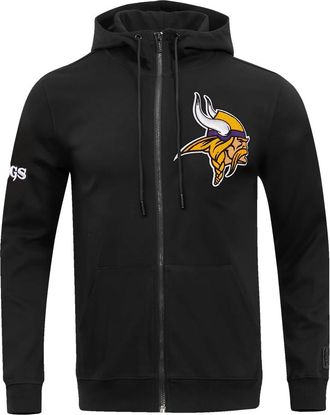 Pro Standard Mens NFL Minnesota Vikings Classic Chenille Kapuzensweatshirt mit durchgehendem Rei&szlig;verschluss Schwarz XL