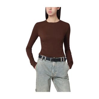 Entire studios T-Shirt mit Rundhalsausschnitt und langen &Auml;rmeln - - Tops - Damen - Braun - M