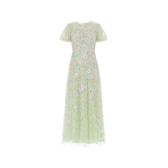 Needle & Thread Peony Bouquet Rundhals-Abendkleid kn&ouml;chellang - - Dresses - Damen - Gr&uuml;n - 2XS