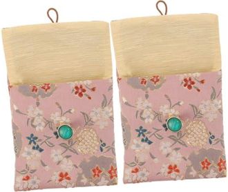 BESPORTBLE 2 pi&egrave;ces Pochette Brocart Chinoise pour Bijoux Sac de Rangement Tissu Robuste avec Rabat Protection Anti-poussi&egrave;re pour Colliers Boucles Oreilles et B