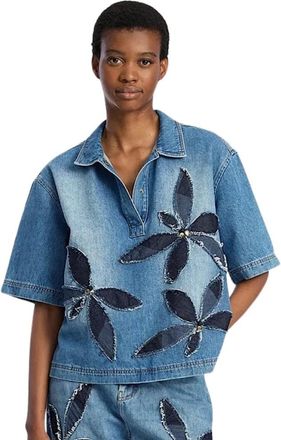 Munthe Femme, Blouses et Chemises, Bleu, Taille: 38 FR Haut en denim