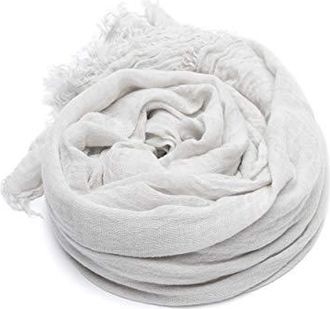LinenMe Cheche Femme et Homme, Écharpe, Foulard, Chale - 100% Lin - Taille 100 x 200 cm - pour lété, la plage, léger, respirant, avec Franges - Argent