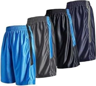 Generic JJDFW Lot de 4 shorts de basket-ball d&eacute;contract&eacute;s &agrave; rayures pour homme S&eacute;chage rapide, A2 - 4 pi&egrave;ces, S
